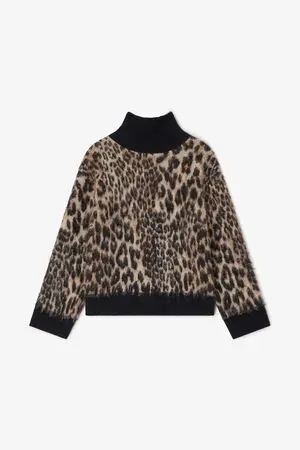 GANNI Leopard Printed Open Back Sweater - Mixed