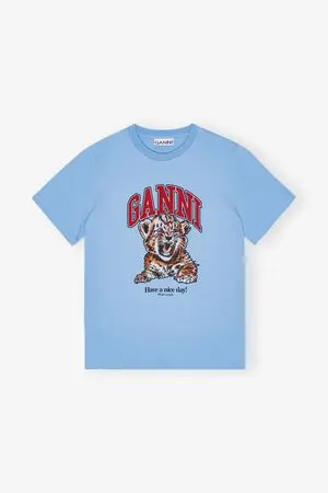 GANNI Relaxed Jersey Tiger T-shirt - Blue