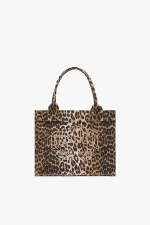 GANNI Leopard Print Canvas Tote Bag - Mixed
