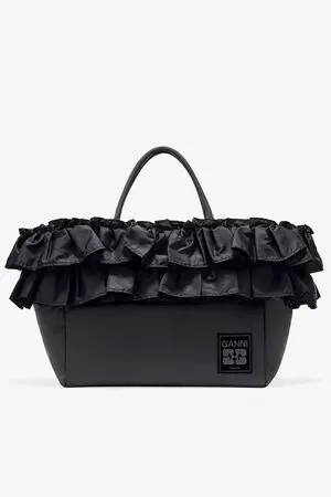 GANNI Xxl Ruffle Tote - Black