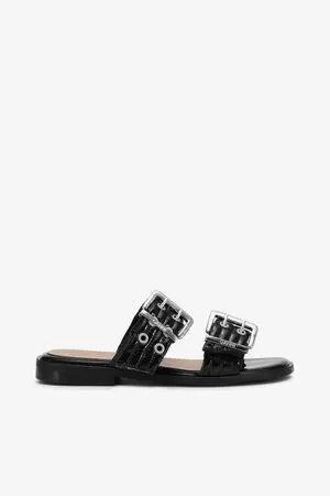 GANNI Buckle Strap Sandals Black