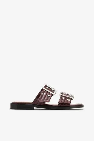 GANNI Buckle Strap Sandals Red