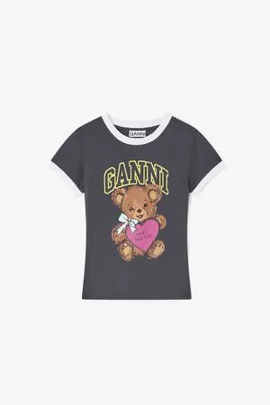 GANNI Cropped Teddy T-shirt - Mixed
