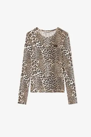 GANNI Leopard Print Long-sleeve Top