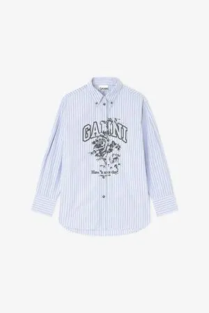 GANNI Striped Logo Shirt - Blue