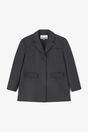 GANNI Wool Suiting Blazer - Mixed