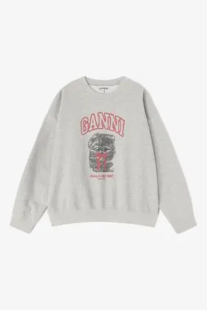 GANNI Kitty Graphic Sweatshirt - Grey