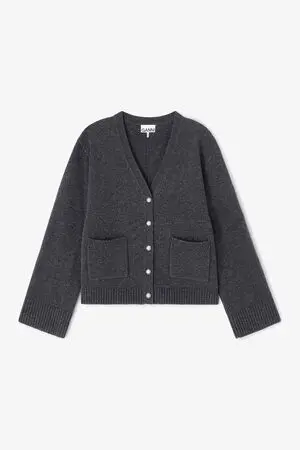 GANNI Classic Wool Cardigan - Mixed