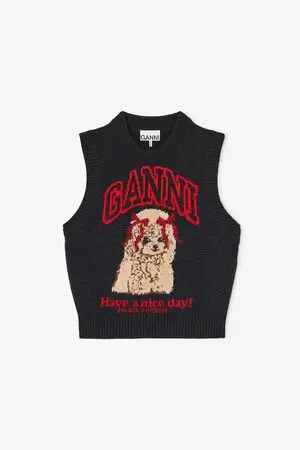 GANNI Graphic Wool Vest - Mixed
