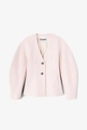 GANNI Wool Blazer - Pink
