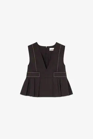 GANNI Asymmetrical Drape Knot Top - Black