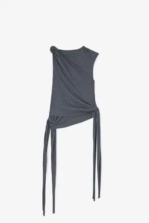 GANNI Asymmetrical Drape Knot Top - Mixed