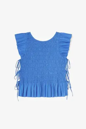 GANNI Bandeau Top With Ruching - Navy