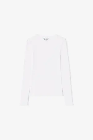 GANNI Ribbed Long-sleeve Top - White