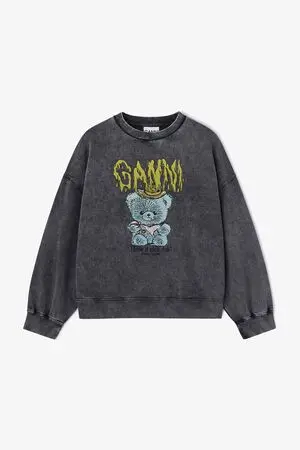 GANNI Vintage Wash Graphic Sweatshirt - Black