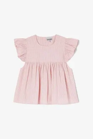 GANNI Frill-sleeve Top - Pink