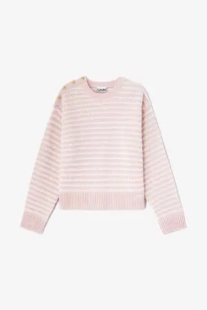 GANNI Striped Wool-blend Sweater - Pink