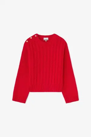 GANNI Cable Knit Wool Blend Sweater