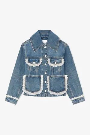 GANNI Cotton Blend Jacket - Blue