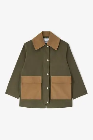 GANNI Cotton Blend Jacket - Green
