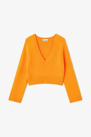 GANNI V-neck Sweater - Orange