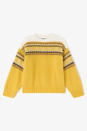 GANNI Intarsia Sweater - Yellow