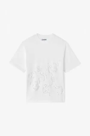 GANNI Cotton Rib T-shirt - White