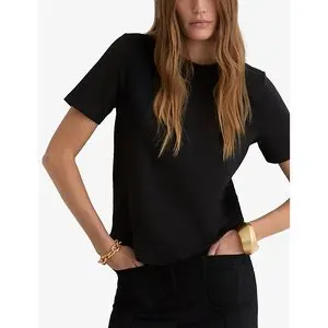 REISS Ribbed Stretch-cotton T-shirt - Black