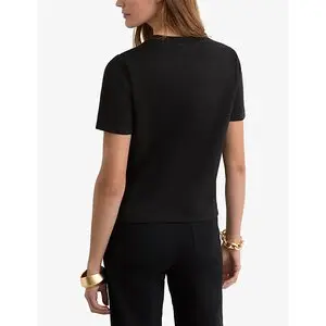 REISS Ribbed Stretch-cotton T-shirt - Black