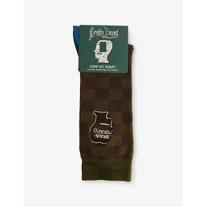 BRAIN DEAD Logohead-embroidered Cotton-blend Socks - Checkered