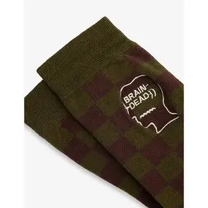 BRAIN DEAD Logohead-embroidered Cotton-blend Socks