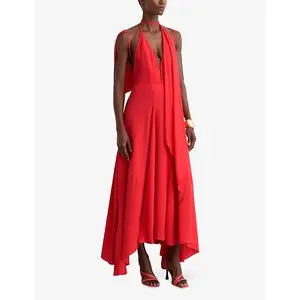 REISS Evory Detachable-cape Woven Maxi Dress