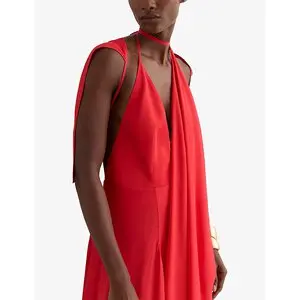 REISS Evory Detachable-cape Woven Maxi Dress