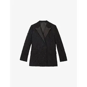 The Kooples Lace Notched-lapel Woven Blazer