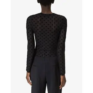 The Kooples Heart-patterned Mesh Top