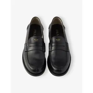 Prada Logo-embossed Leather Loafers - Black