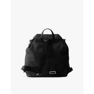 Prada Branded Leather Backpack - Black