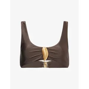 Simkhai Veyra Shell Stretch Bikini Top - Chocolate