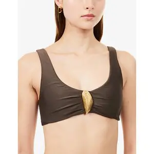 Simkhai Veyra Shell Stretch Bikini Top - Chocolate
