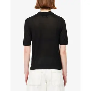 ME+EM Slim-fit Polo-collar Silk-knit Top