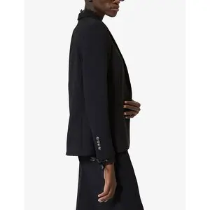 The Kooples Single-breasted Woven Blazer With Lace Trim - Black