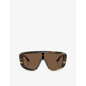 Dolce & Gabbana DG4520 Rectangle-Frame Printed Sunglasses Brown