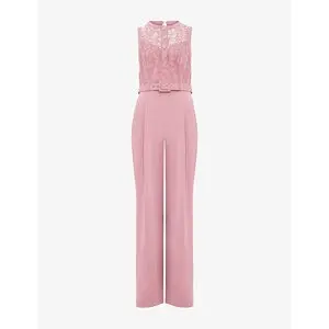 PHASE EIGHT Lace-embroidered Woven Jumpsuit - Pale Pink