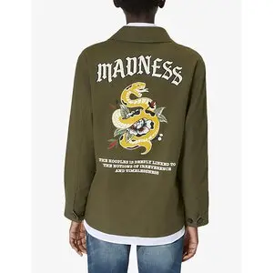 The Kooples Collared Graphic-print Cotton Jacket