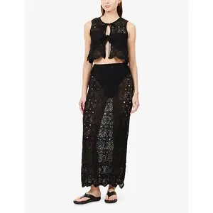 4TH & RECKLESS Cotton-blend Midi Skirt With Scalloped Hem