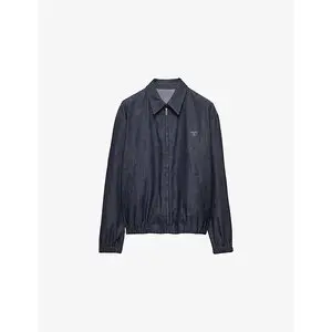 Prada Logo-plaque Blouson Denim Jacket - Blue