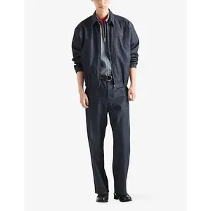 Prada Logo-plaque Blouson Denim Jacket - Blue