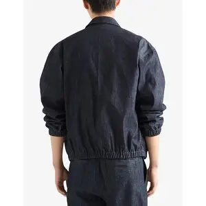 Prada Logo-plaque Blouson Denim Jacket - Blue