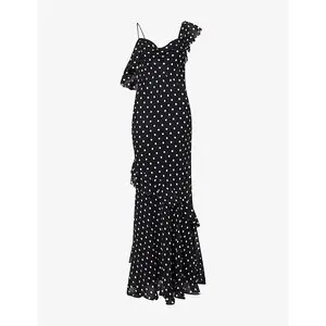 SELF-PORTRAIT Polka-dot Print Georgette Maxi Dress - Black