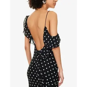 SELF-PORTRAIT Polka-dot Print Georgette Maxi Dress - Black